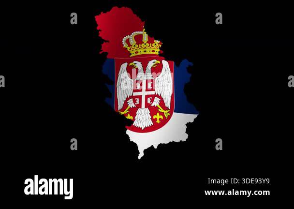 Looping animation of the Serbian flag as a map with a transparent ...