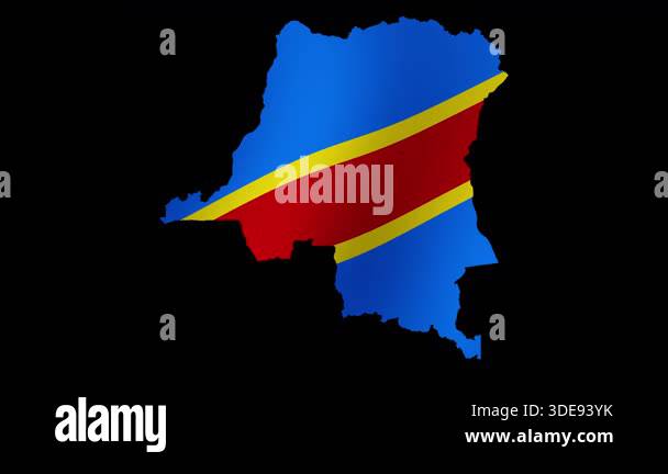 Looping animation of the DR Congo flag as a map with a transparent ...