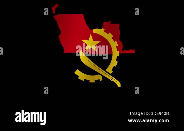 Looping animation of the Angola flag as a map with a transparent ...
