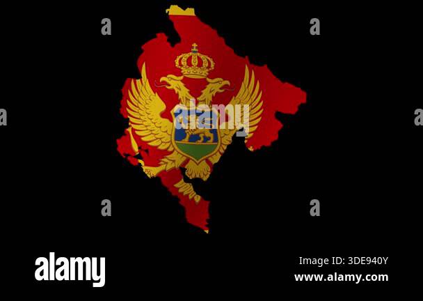 Looping animation of the Montenegro flag as a map with a transparent ...