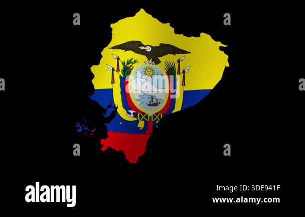 Looping animation of the Ecuador flag as a map with a transparent ...