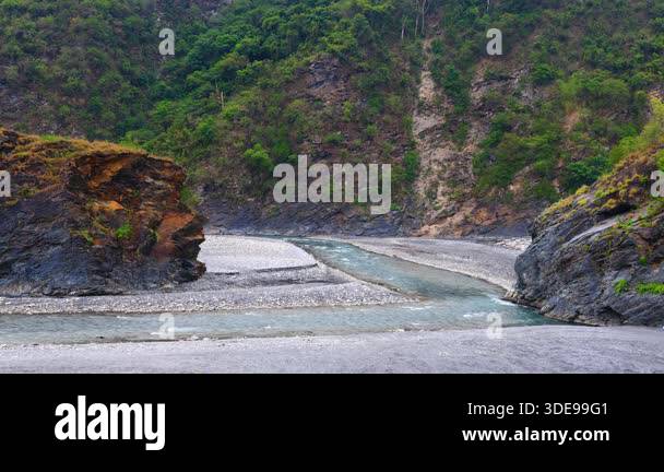 Strong stream in deep valley.gurgling pour water.Charming Valley ...