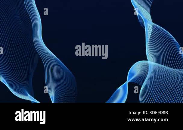 Abstract blue flowing wave lines on dark blue background. Seamless ...