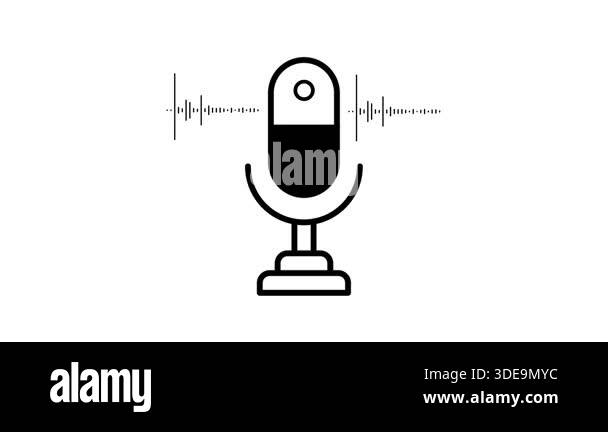 Voice recording and podcast mic microphone button icon animation on ...