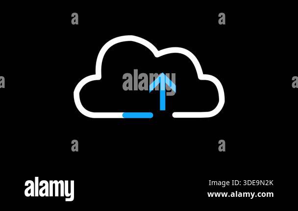 cloud uploading icon. Cloud Data Transfer Icon. animated on black ...