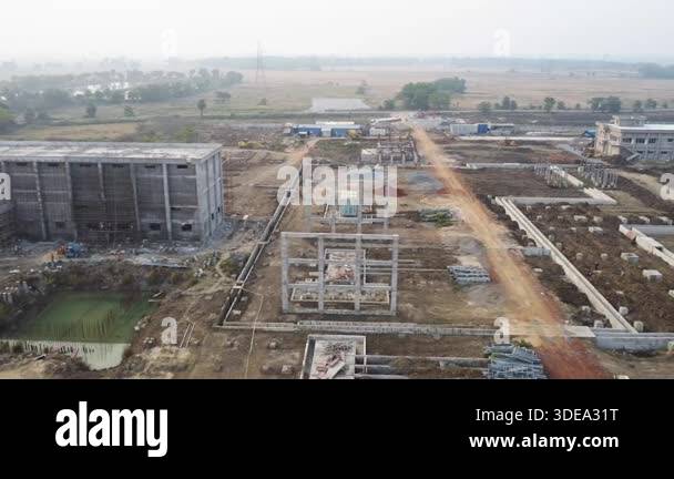High power indian electric substation construction in winter time Stock ...