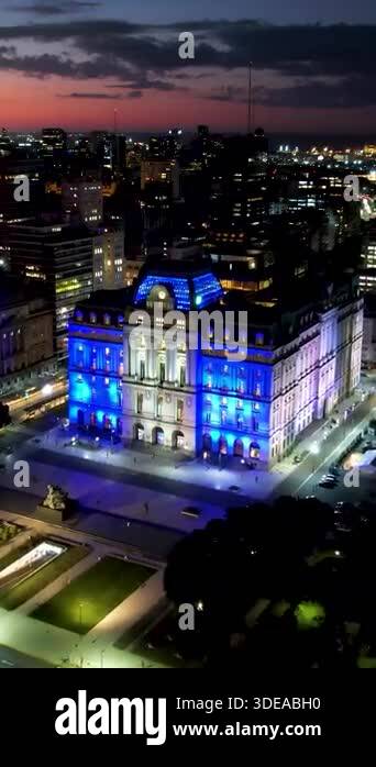 Sunset downtown Buenos Aires Argentina. Sunset panning wide landscape ...