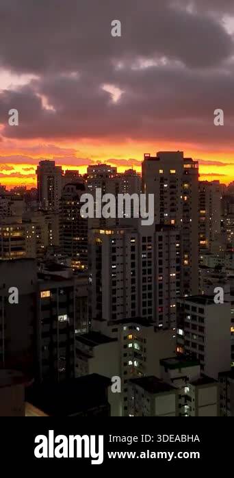 Sunset at Sao Paulo Brazil. Cityscape of sunset sky at city Sao Paulo ...