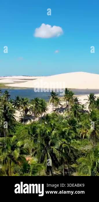 Panoramic landscape of Jericoacoara Ceara Brazil. Scenic sand dunes and ...
