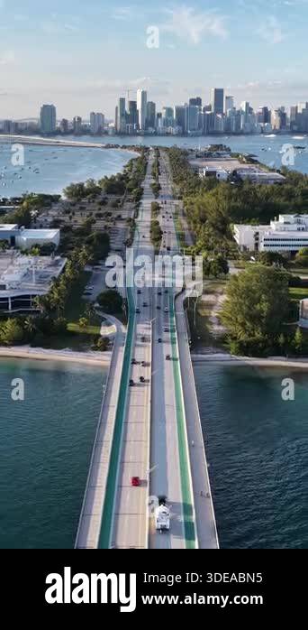 Bear Cut Bridge At Miami In Florida United States. Urban Beach. Bay ...