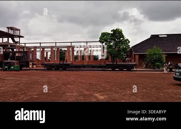 Tamale, Ghana - July 15, 2024: Used old train and front view of bricks ...
