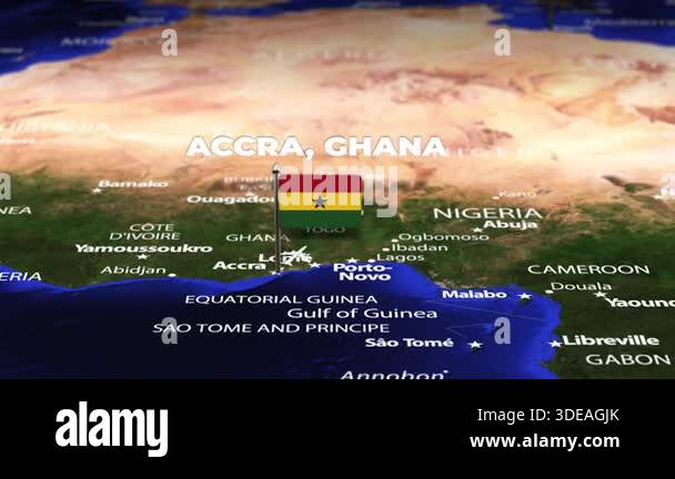 Flight From Accra GHANA to Tripoli LIBYA with flag pins Stock Video ...