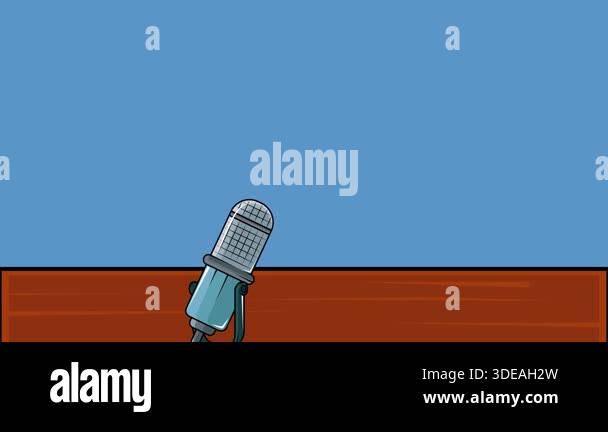 Retro microphone on a stand cartoon animation backgrounds video . Sound ...