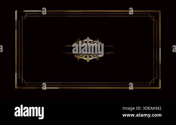 gold frame border on black background Stock Video Footage - Alamy