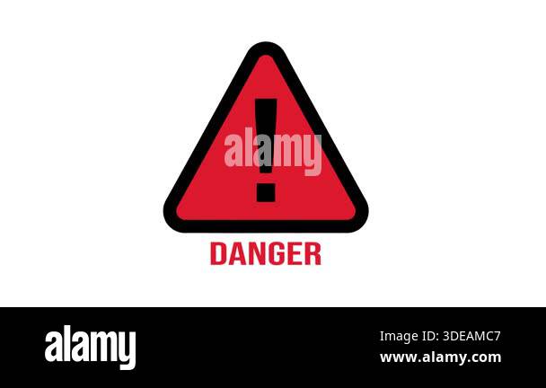 Animated Red Danger Warning Sign with Exclamation Mark Stock Video ...