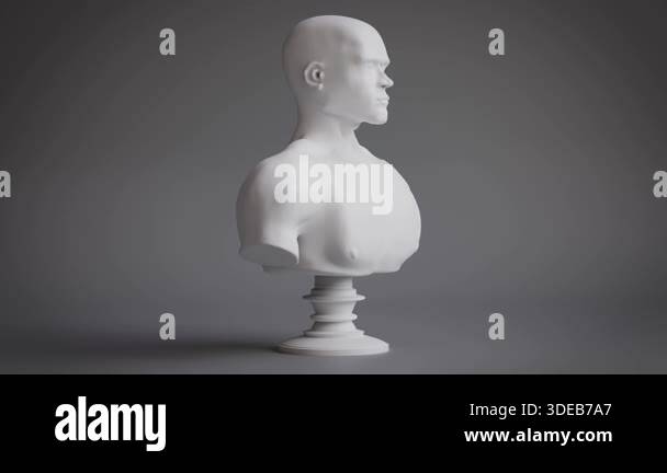 Man head rotating stone statuette - 3D 4k animation (3840 x 2160 px ...