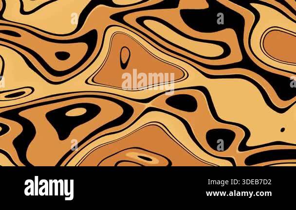 Abstract animated pattern with flowing organic contour shapes in orange ...