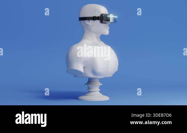 Man statuette wearing VR glasses - 3D 4k animation (3840 x 2160 px ...