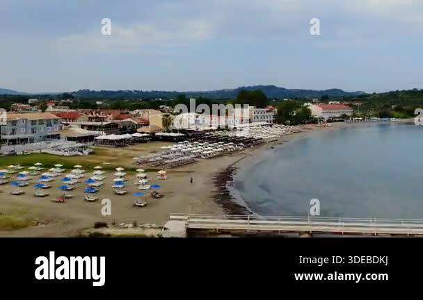 Aerial Drone View of Roda Beach on Corfu Island, Greece, Showing ...