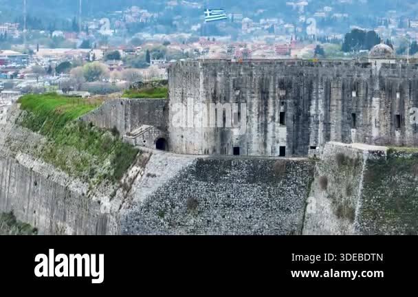 Drone View of Massive Stone Fortification Walls of Paleo Frourio Old ...