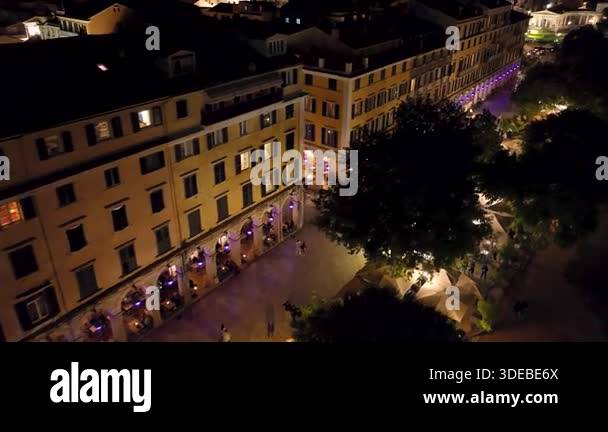 Drone Shot of Spianada Square and Liston Arches in Corfu City Center at ...