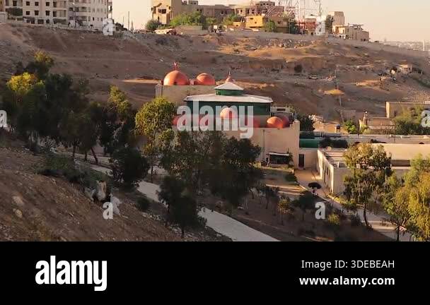 Mosque with distinctive domes in Aleppos Radio District, Syria. The ...