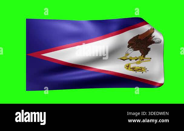 American Samoa flag. Looping animate on green background. Footage. Flag ...