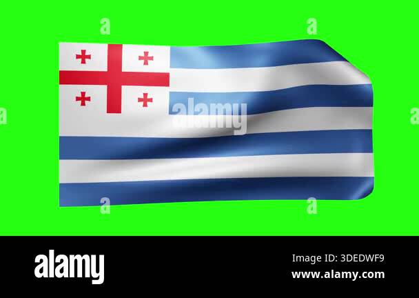 Adjara flag. Looping animate on green background. Footage. Flag in the ...
