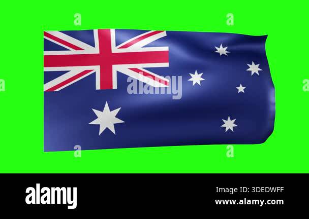 Australia flag. Looping animate on green background. Footage. Flag in ...