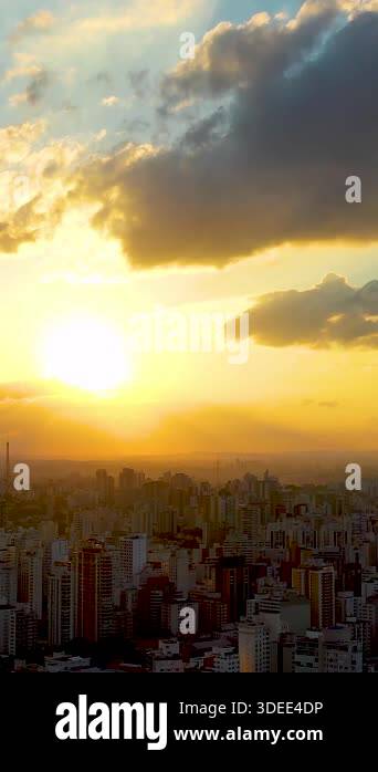 Sunset downtown Sao Paulo Brazil. Colorful Skyline of Capital City ...