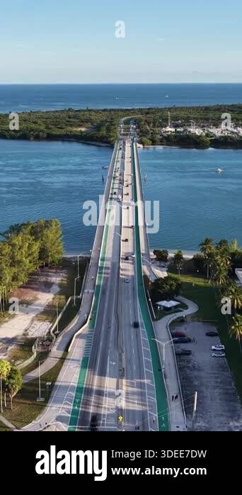 Bear Cut Bridge At Miami In Florida United States. Scenic Highrise ...