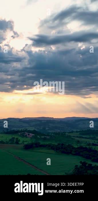 Peaceful sunset at rural life scenery. Sunset at rural life scene. Sun ...