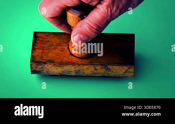 animated red out of stock stamp pressed on paper with green screen ...