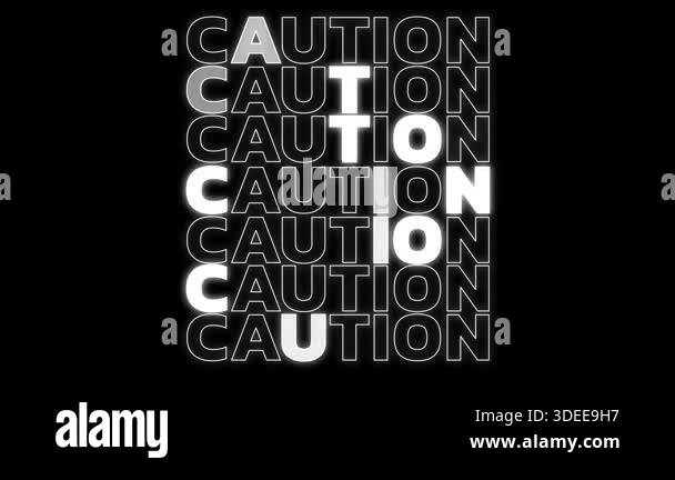 Concept Word Caution Flicker Effect Typography Text Animation 4k video ...