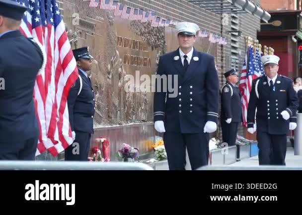 New York City, United States - 11 September 2024: Firefighter officers ...