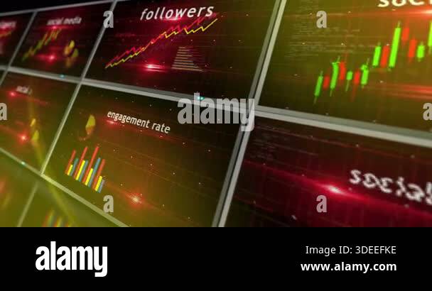 Social media charts and graphs diagram seamless and loopable 3d concept ...