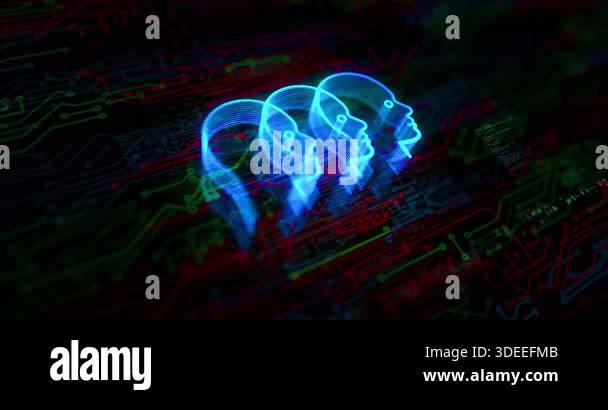 Artificial intelligence head ai colored symbol concept. Network, cyber ...