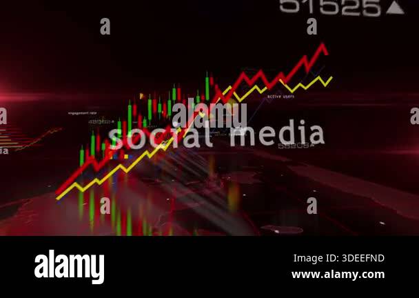 Social media charts and graphs diagram seamless and loopable 3d concept ...