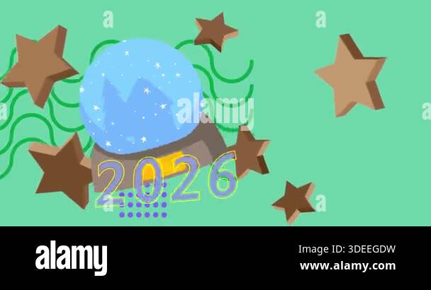 Snow Globe 2026 geometrical graphic retro Holiday theme background ...
