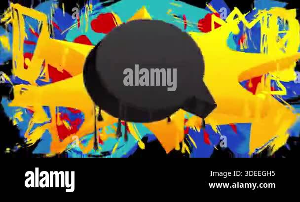 Graffiti speech bubble animation. Abstract modern Messaging sign street ...