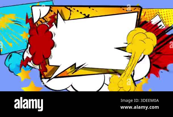 Cartoon blank speech bubble, comic book video. Retro comics pop art ...