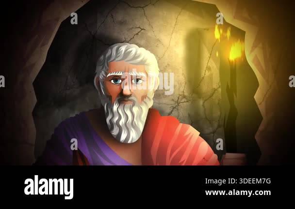 plato philosopher in the cave with a torch Stock Video Footage - Alamy