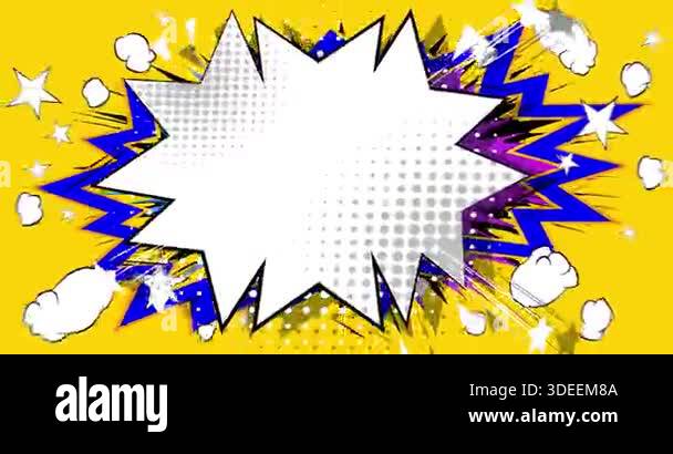 Cartoon comic book background animation. Retro comics pop art video ...