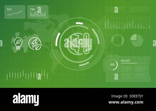 Global temperature rise data visualization with world map and ...
