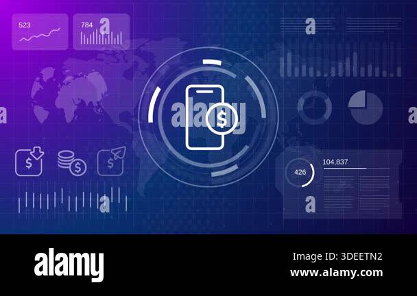 Mobile banking and digital payment technology concept on futuristic ...