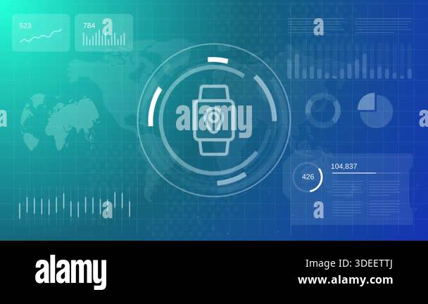 GPS navigation animation featuring a smartwatch with location pin icon ...