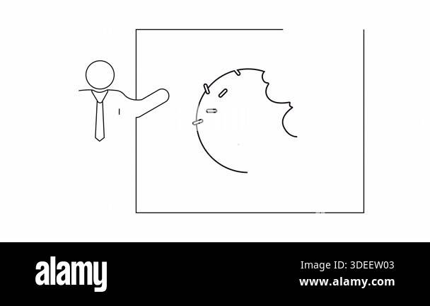 Man in suit presents donut chart Outline Stock Video Footage - Alamy