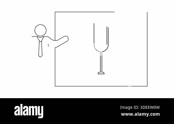 Stick figure presenting a chalice drawing on a board Stock Video ...