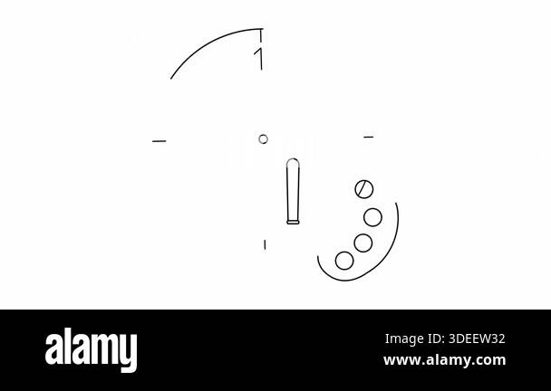 A line art drawing shows a clock a paintbrush and a painters palette ...