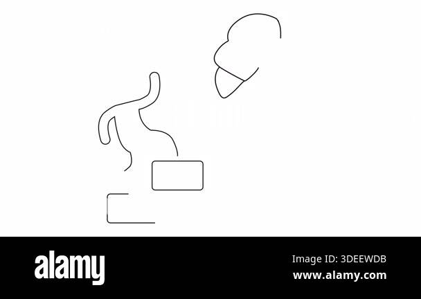 A stick figure climbs steps toward a croissant above them Stock Video ...